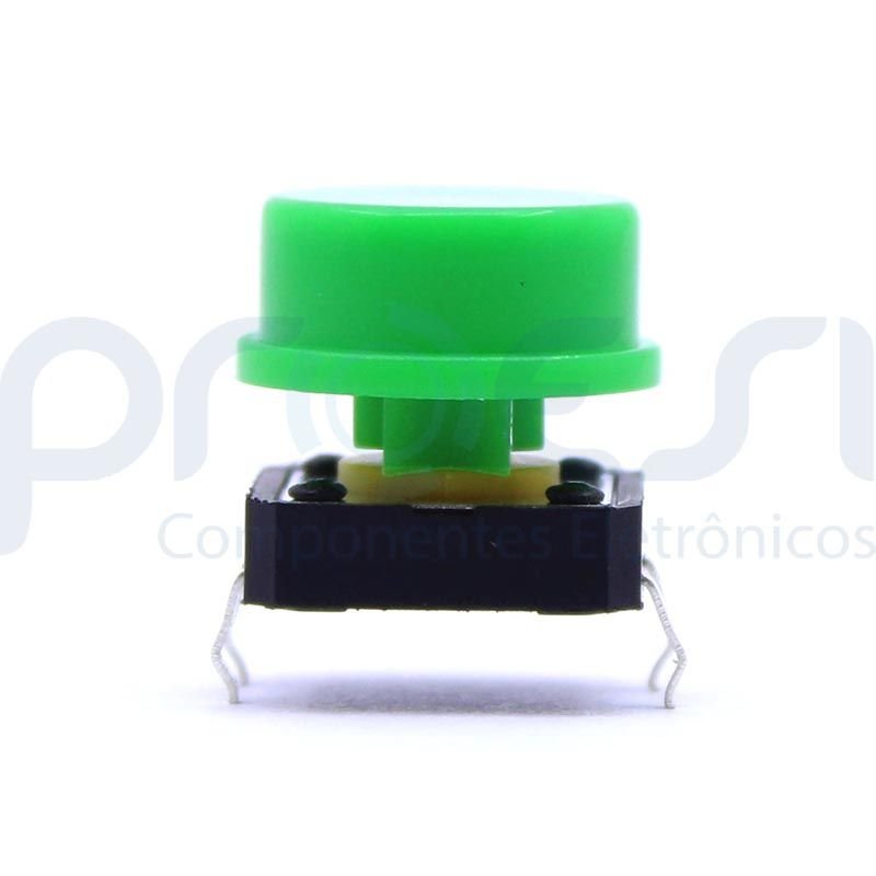 Chave Táctil com Knob 12X12X13mm 4 Terminais 180g Verde