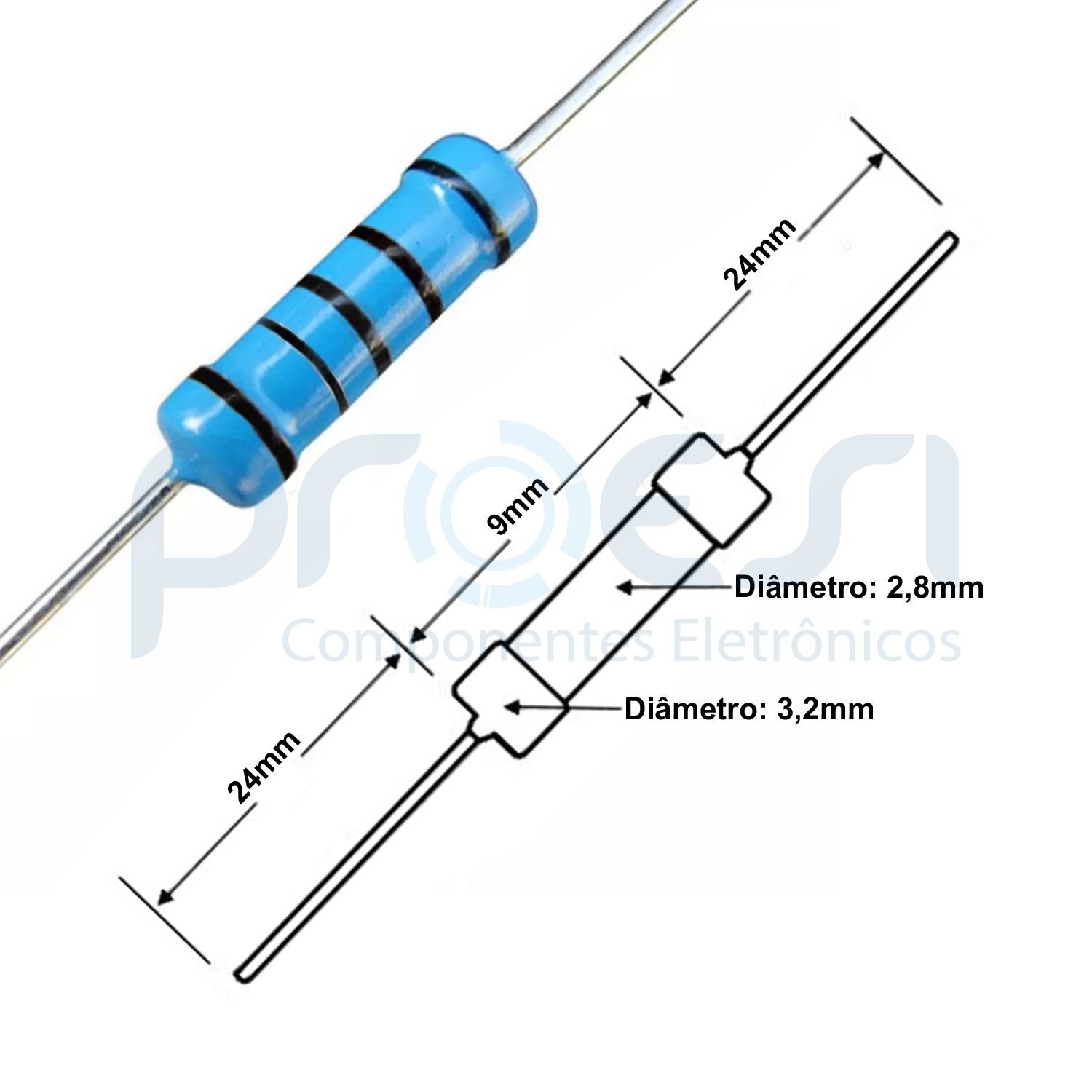 Resistor 220K Ohms com Potência 1W e Precisão de 5%