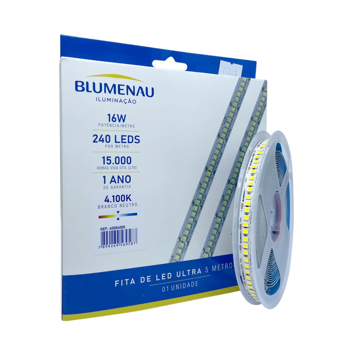 Fita de LED 3528 Branco Neutro 4000K IP20 - Rolo 5 Metros - 240 LEDS ...