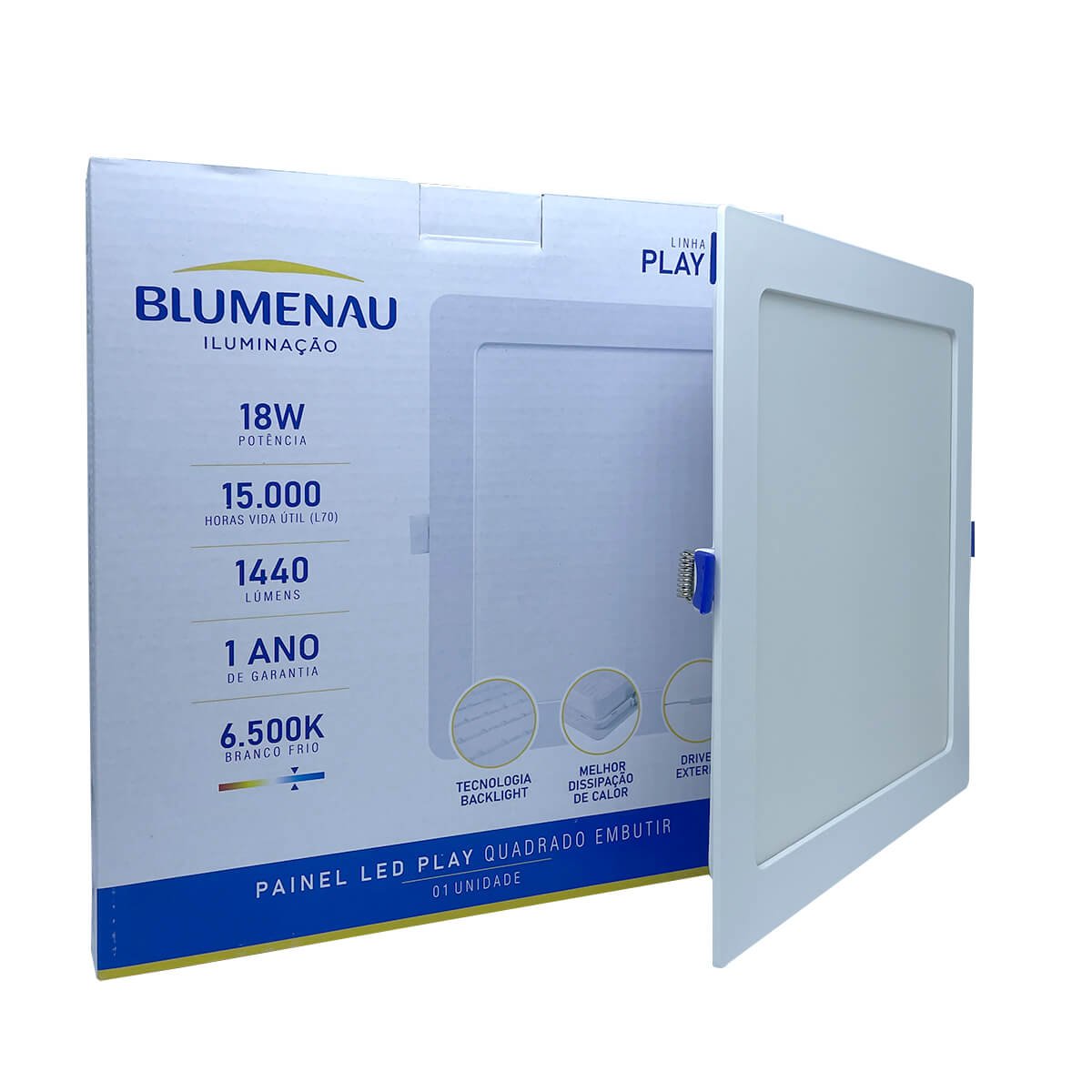 Lâmpada LED Embutir Quadrada | 18W Branco Frio 6500K