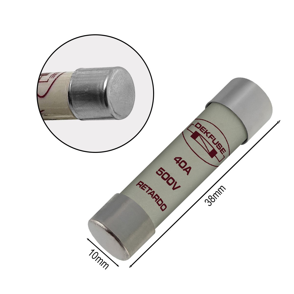 Fusivel Cartucho Retardo 10x38mm - 40 AMP - 500VAC