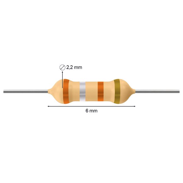 Resistor 39K Ohms com Potência 1/4W e Precisão de 5%