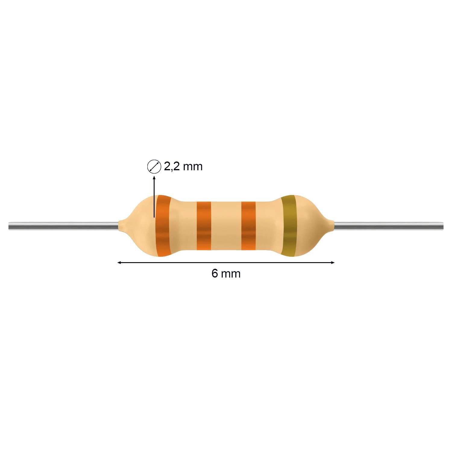 Resistor 33K Ohms com Potência 1/4W e Precisão de 5%