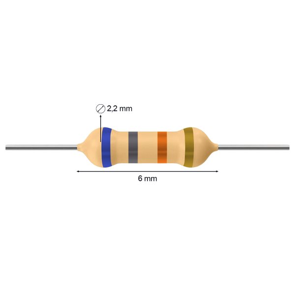 Resistor 68K Ohms com Potência 1/4W e Precisão de 5%
