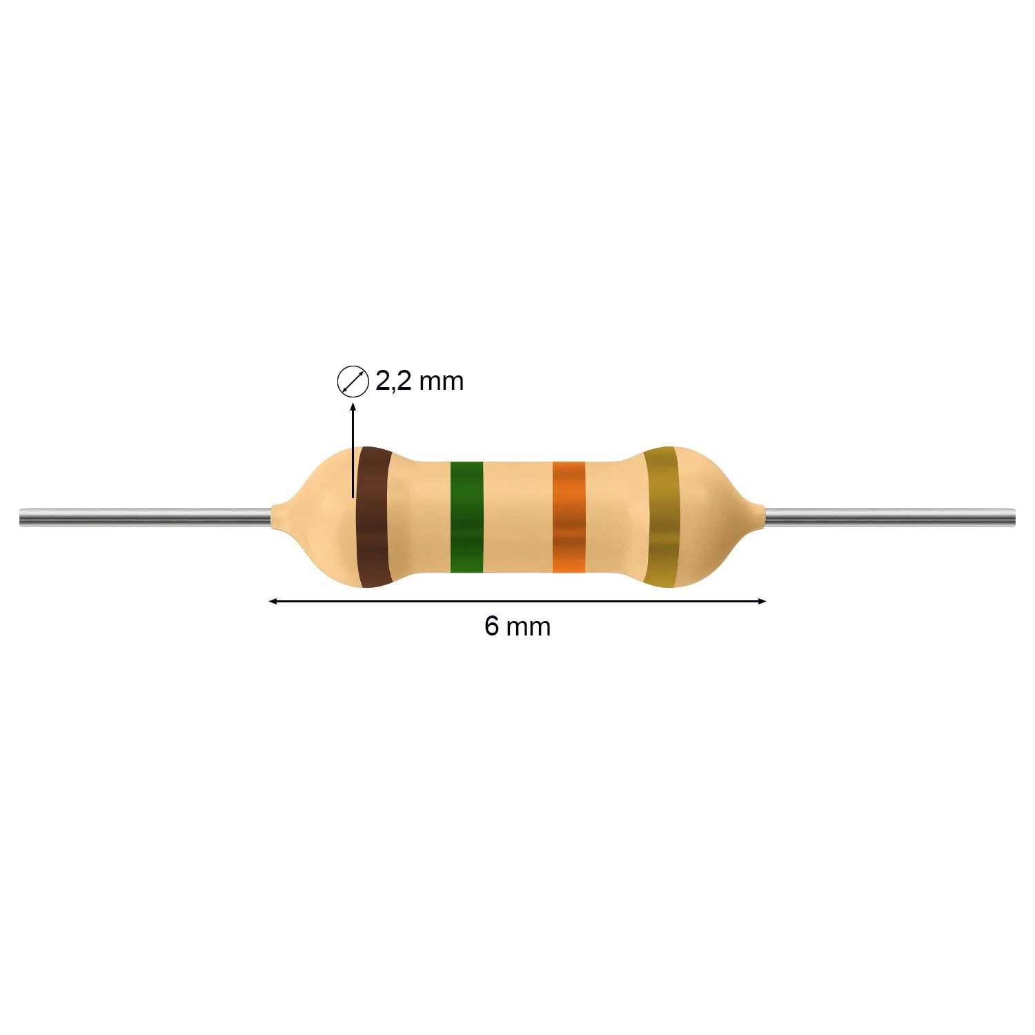 Resistor 15K Ohms com Potência 1/4W e Precisão de 5%