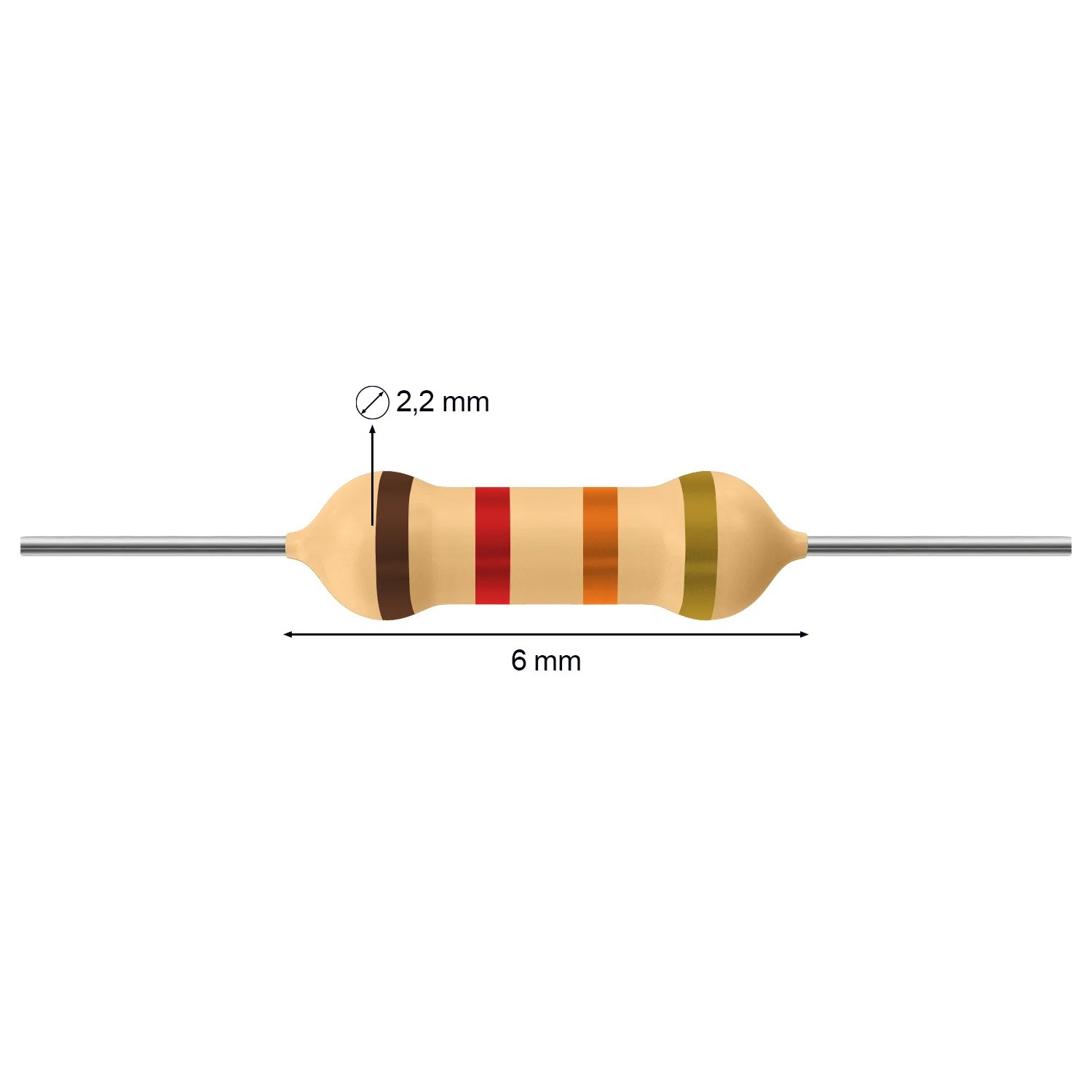 Resistor 12K Ohms com Potência 1/4W e Precisão de 5%