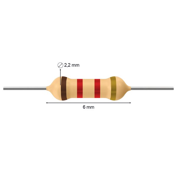 Resistor 1K2 Ohms com Potência 1/4W e Precisão de 5%