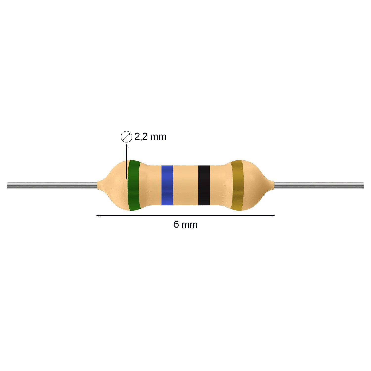 Resistor 56 Ohms com Potência 1/4W e Precisão de 5%