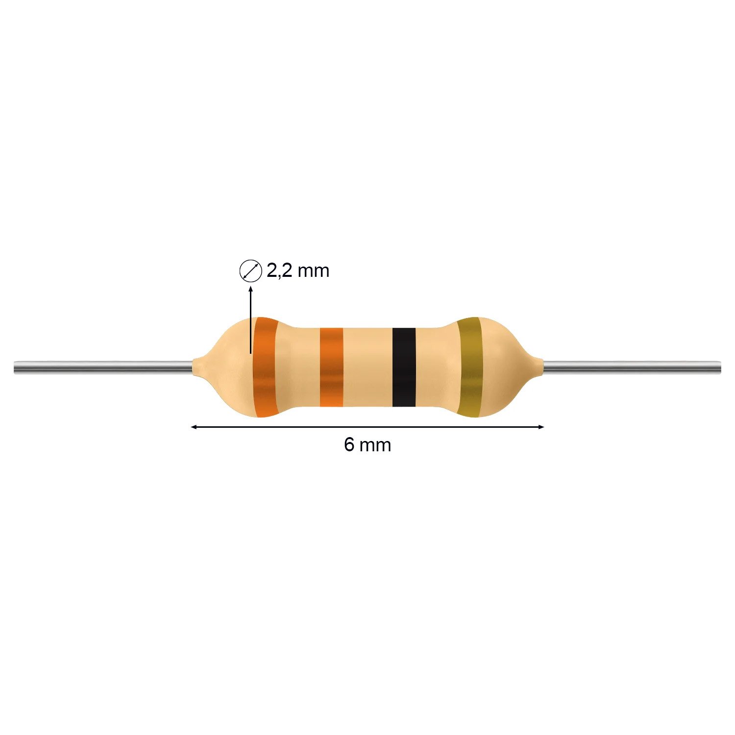Resistor 33 Ohms com Potência 1/4W e Precisão de 5%