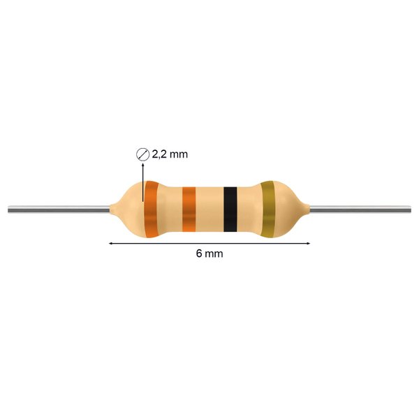 Resistor 33 Ohms com Potência 1/4W e Precisão de 5%