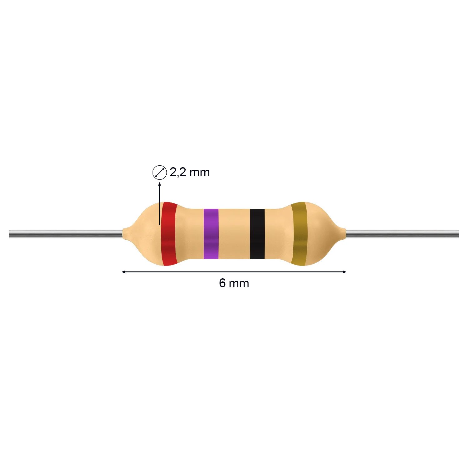 Resistor 27 Ohms com Potência 1/4W e Precisão de 5%