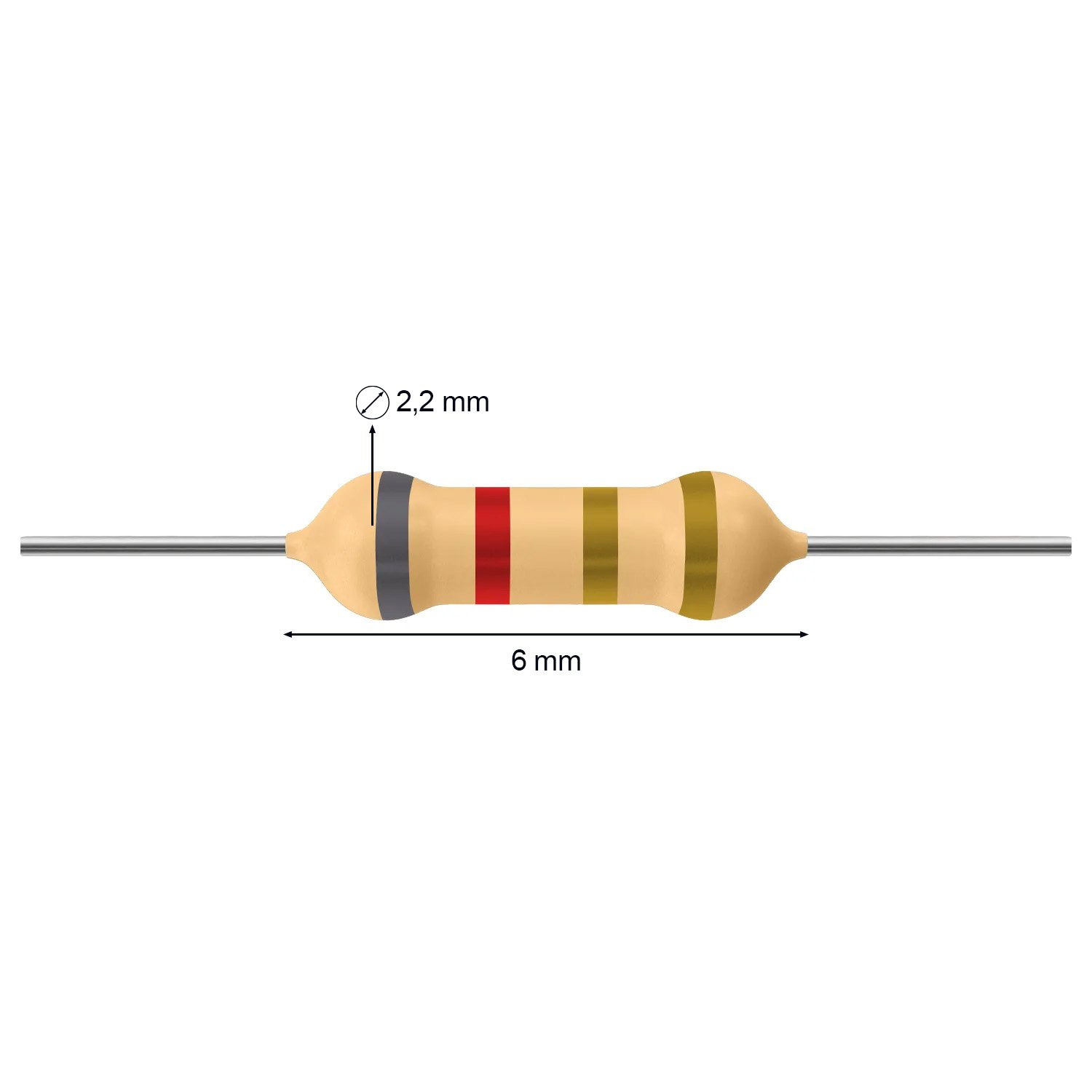 Resistor 8,2 Ohms com Potência 1/4W e Precisão de 5%