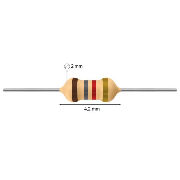 Resistor 1K8 Ohms com Potência 0,125W e Precisão de 5%