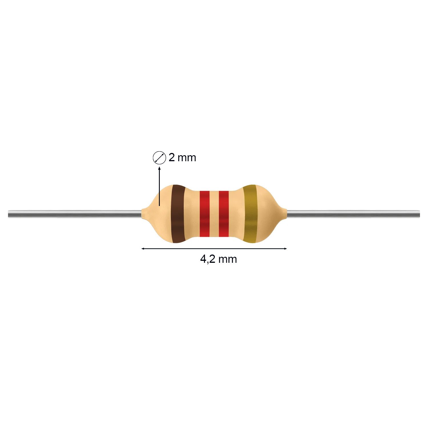 Resistor 1K2 Ohms com Potência 0,125W e Precisão de 5%