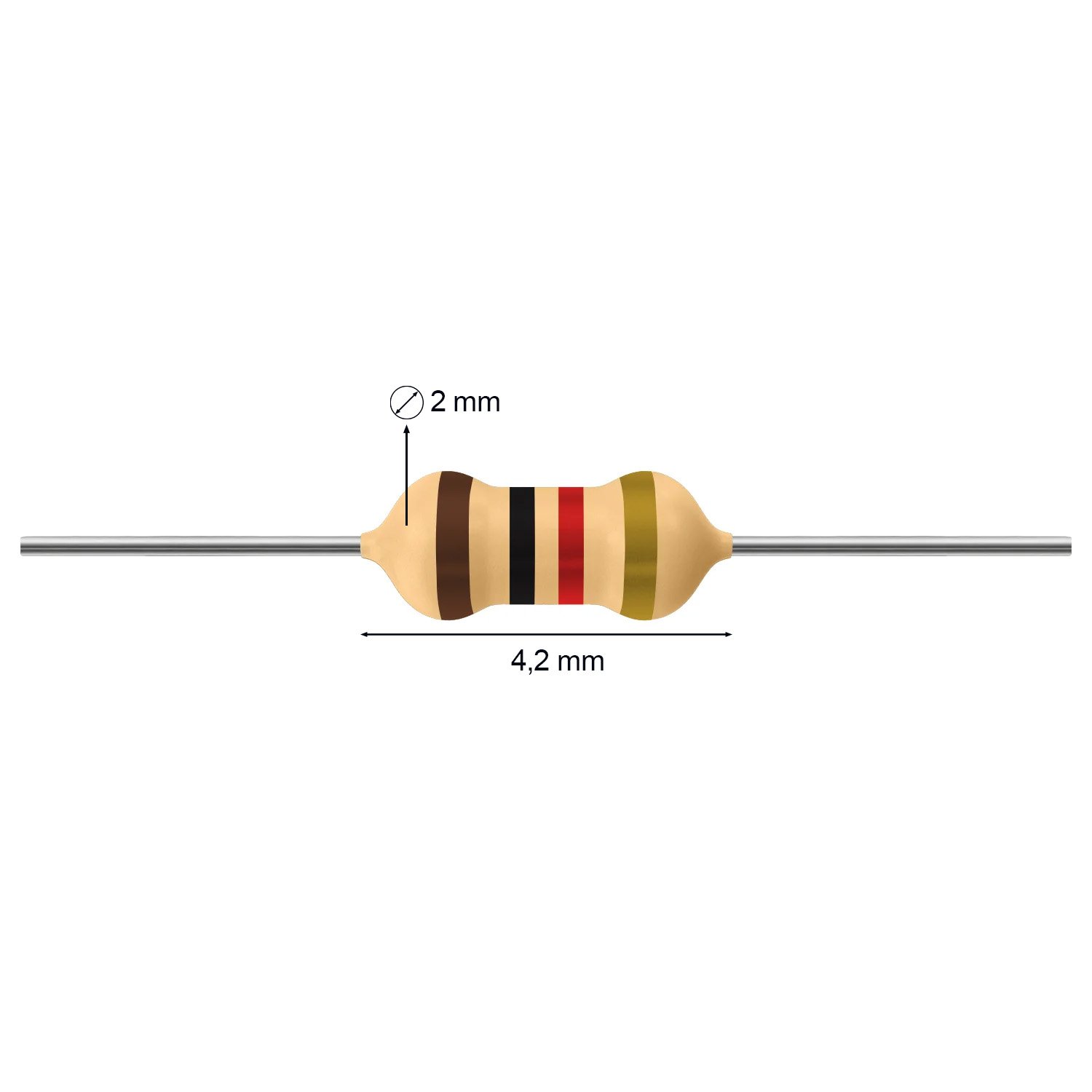 Resistor 1K Ohms com Potência 0,125W e Precisão de 5%