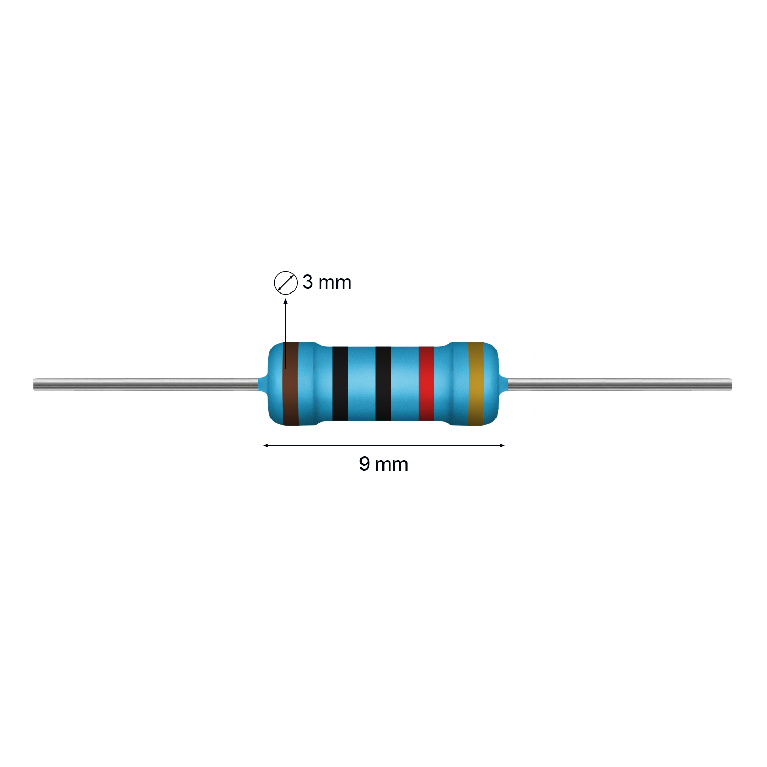 Resistor 10K Ohms com Potência 1W e Precisão de 5%