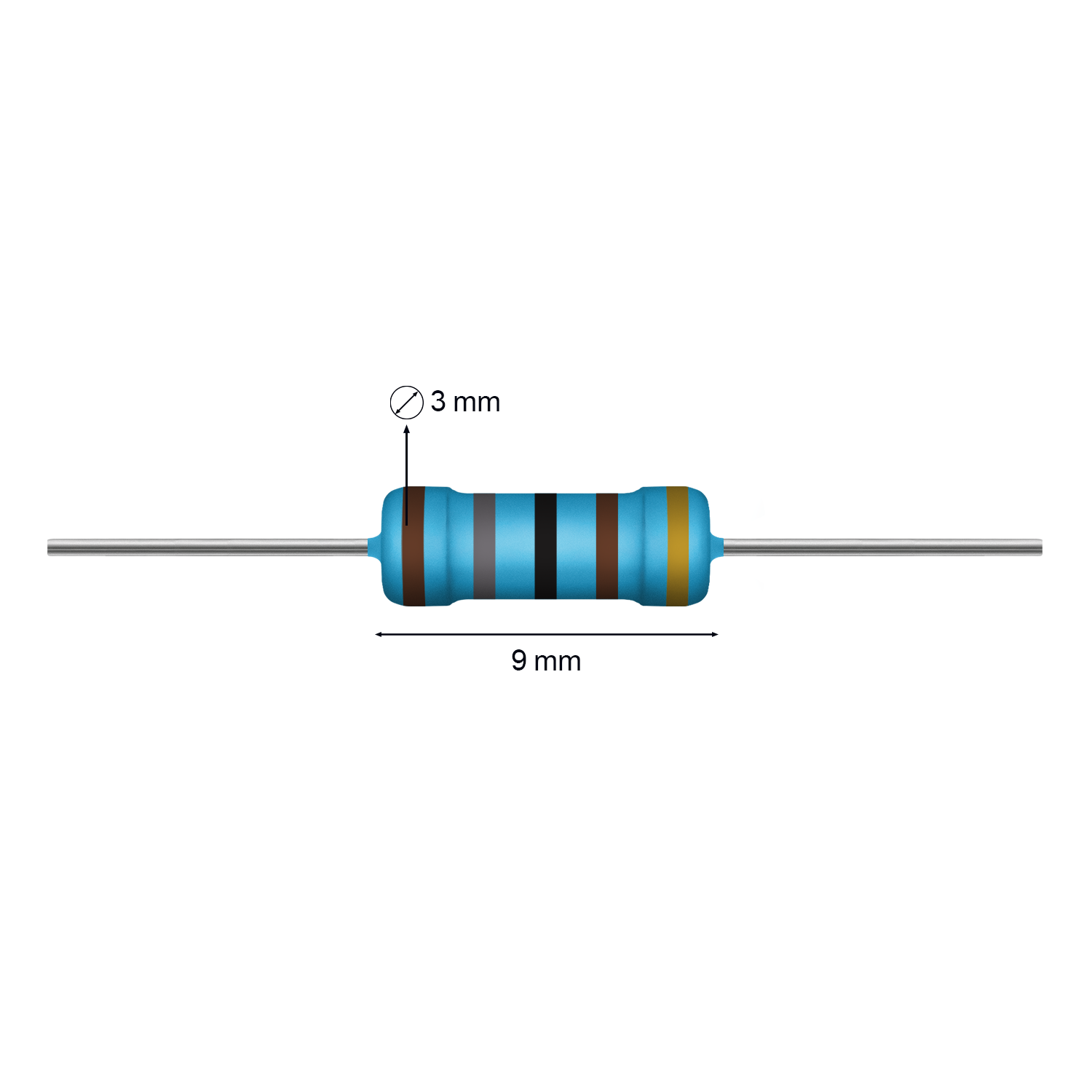 Resistor 1K8 Ohms com Potência 1W e Precisão de 5%