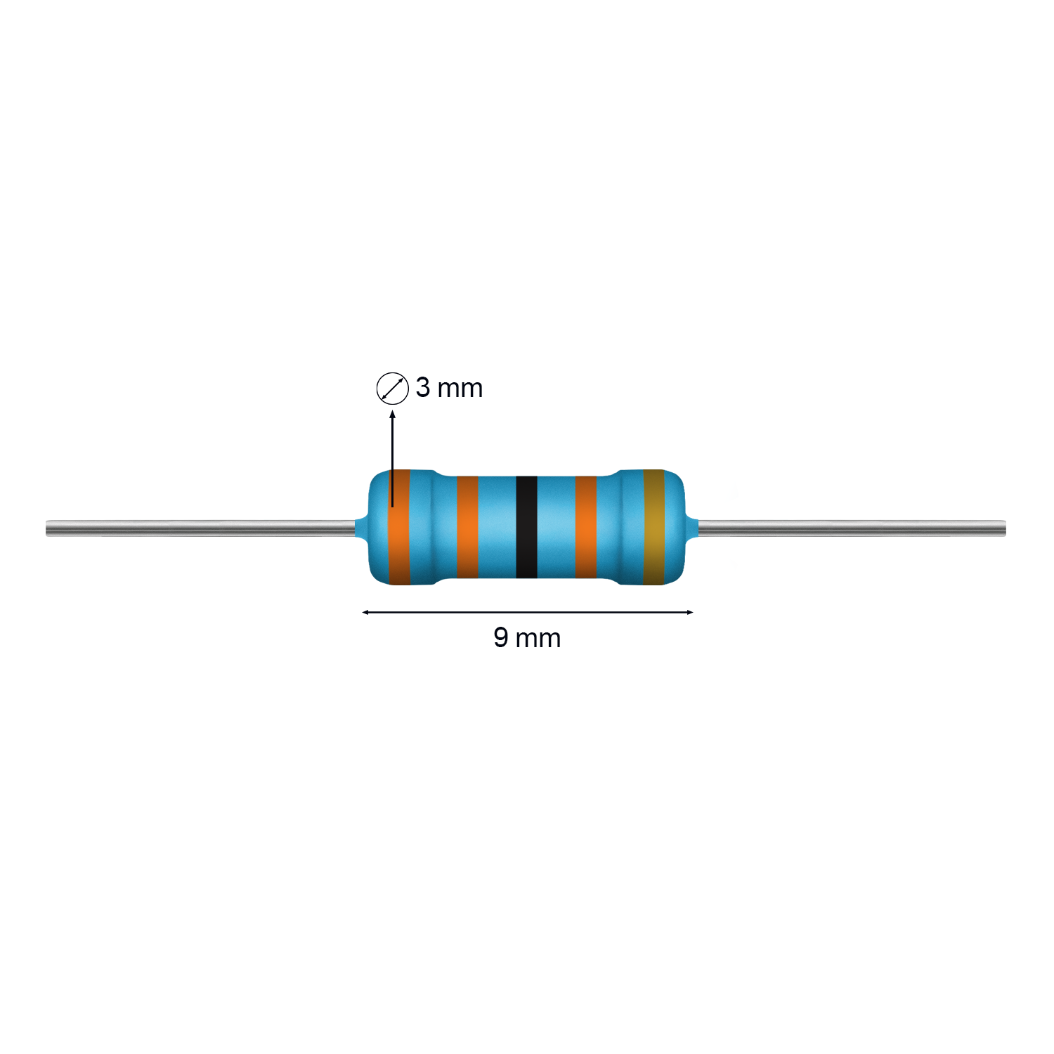 Resistor 330K Ohms com Potência 1W e Precisão de 5%