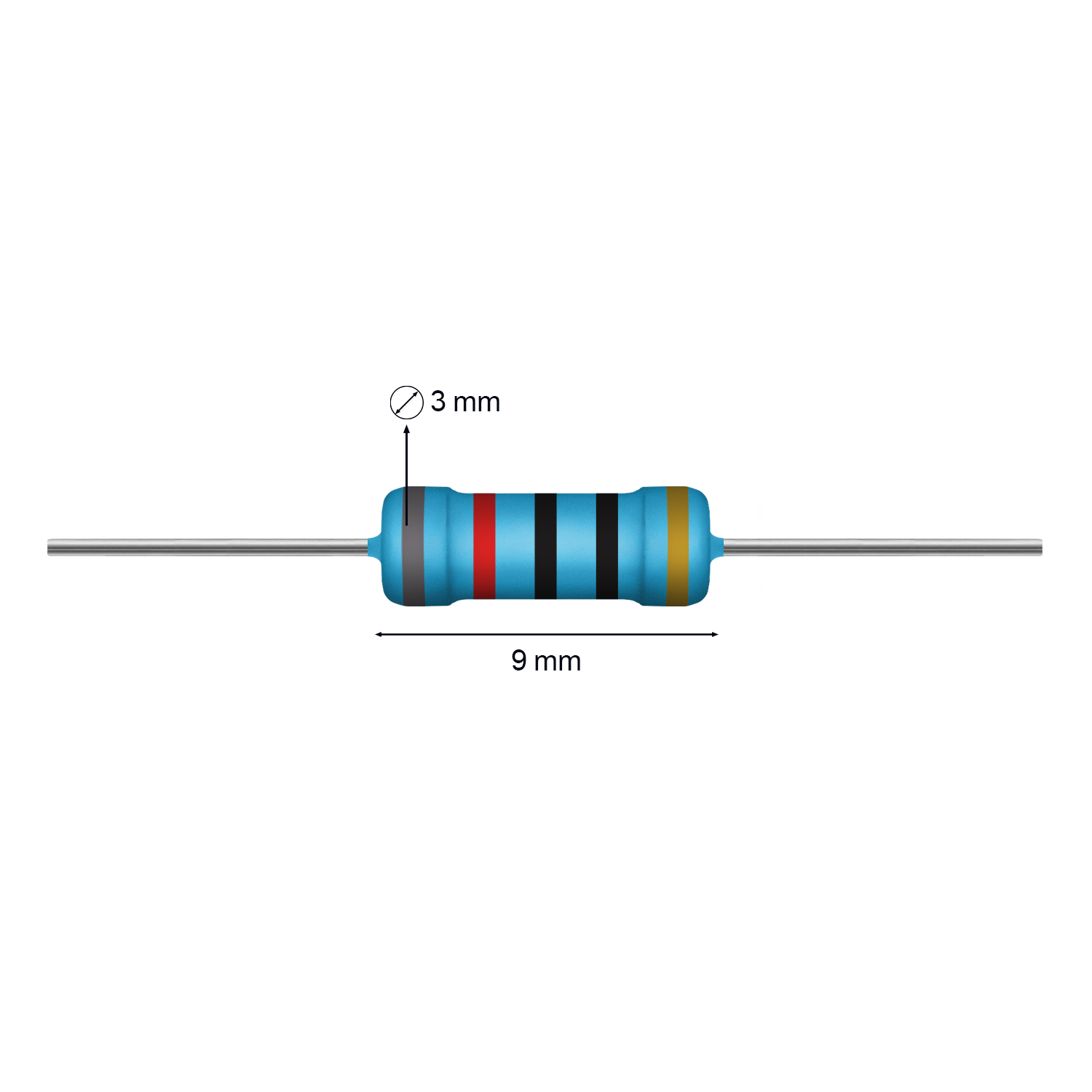 Resistor 820 Ohms com Potência 1W e Precisão de 5%