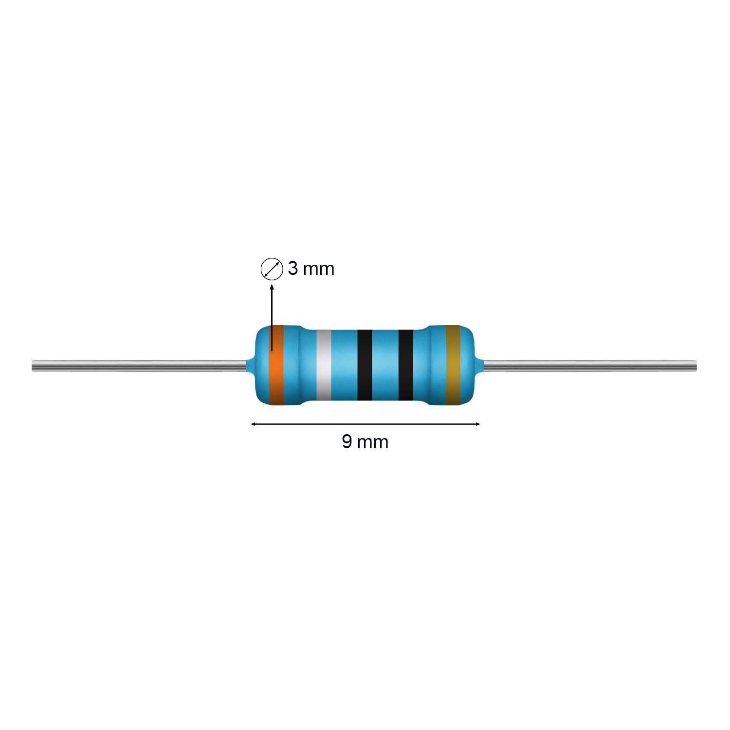 Resistor 390 Ohms com Potência 1W e Precisão de 5%