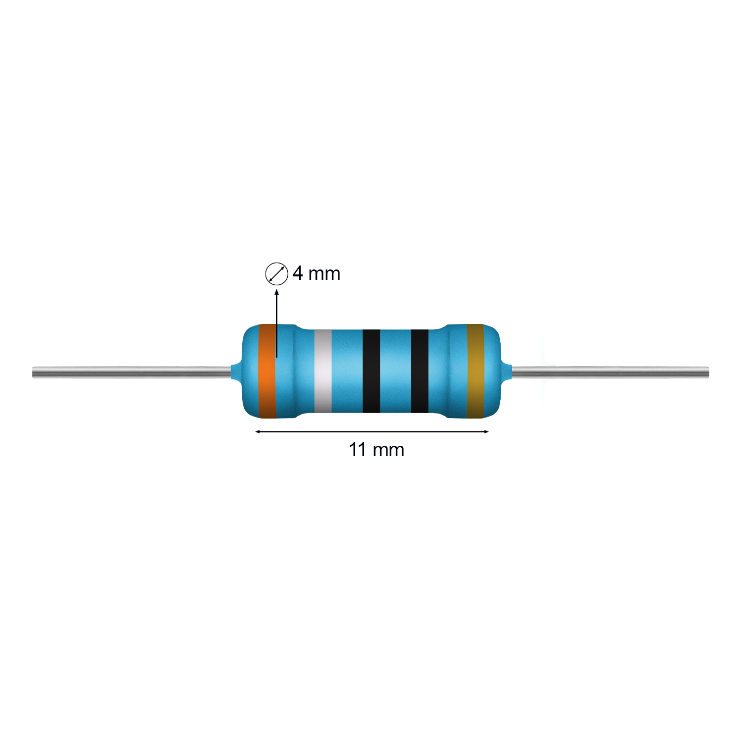 Resistor de 390 Ohms com Potência 2W e Precisão de 5%