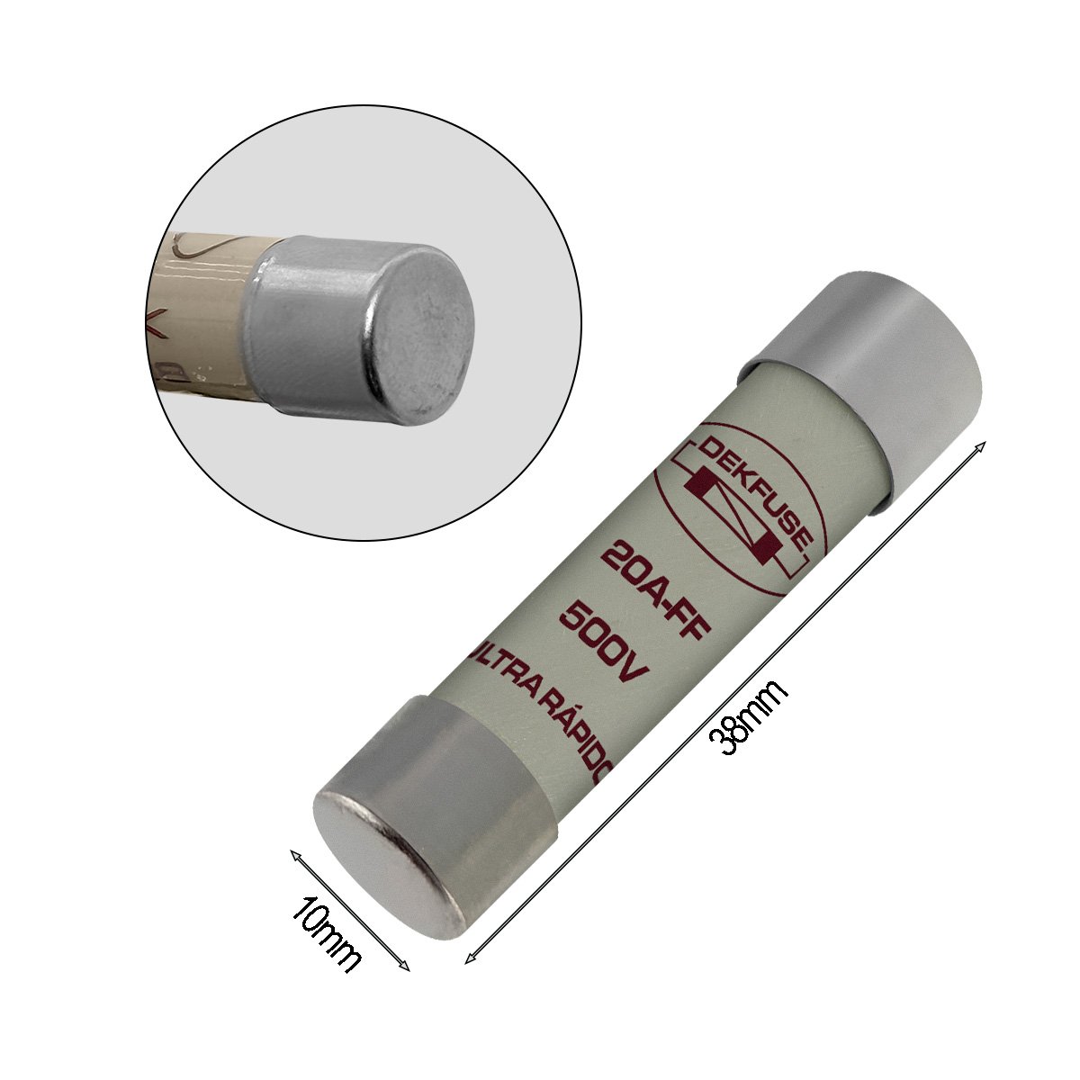 Fusível Cartucho 10X38mm Ultra-rápido - 20A / 500V