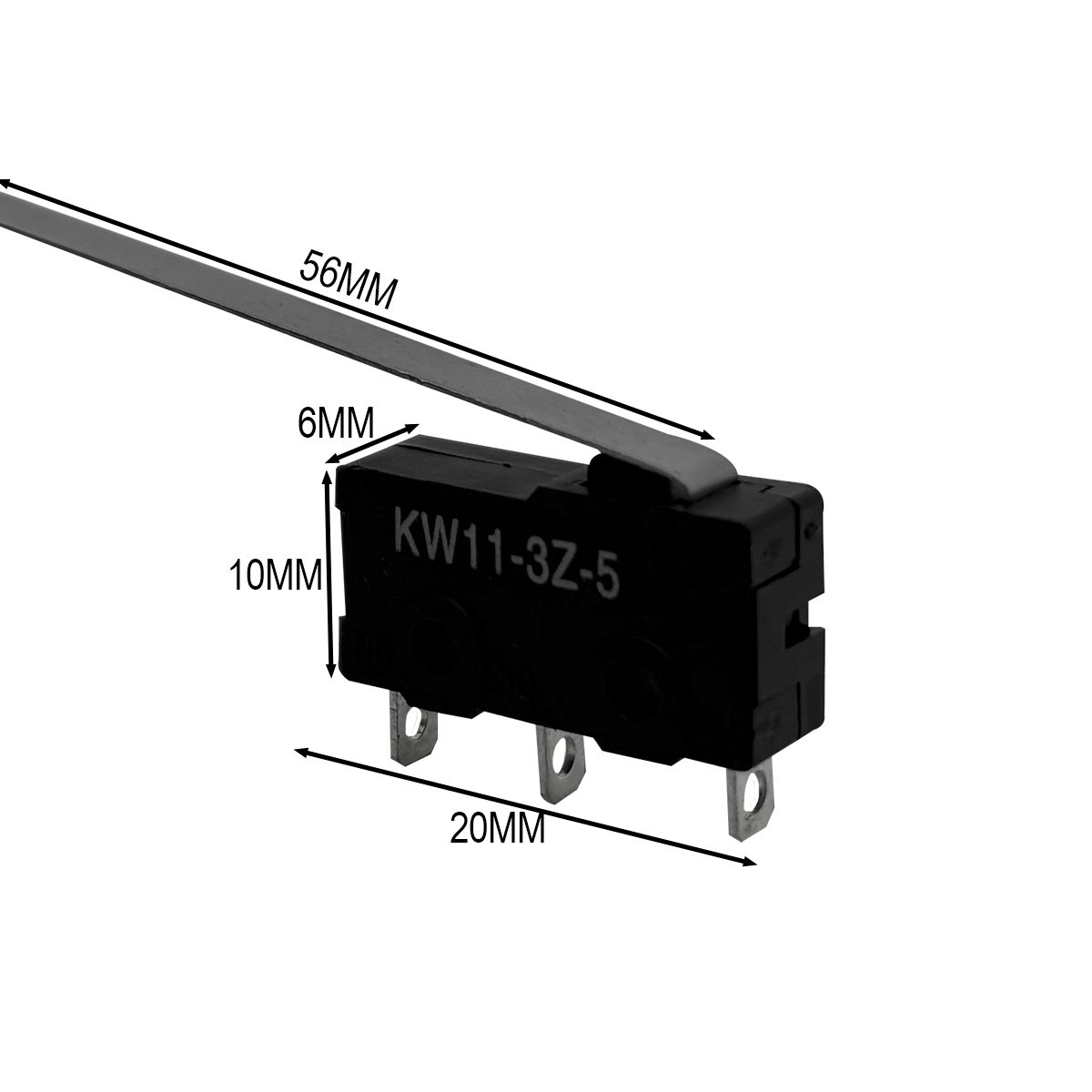 Micro Chave KW11-3Z-5A - 3 Terminais 56mm