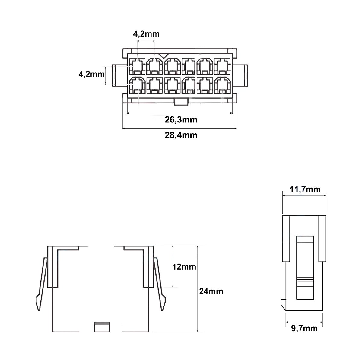 Conector Mini Fit Fêmea | HP051 | 2x6 - 12 Vias