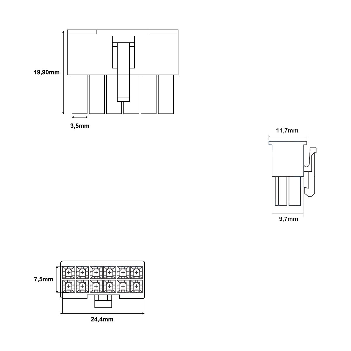 Conector Mini Fit Macho | HM051 | 2x6 - 12 Vias